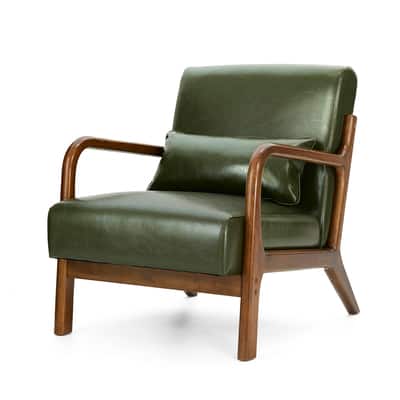 Glitzhome® Mid-Century Faux Leather Accent Chair | Michaels