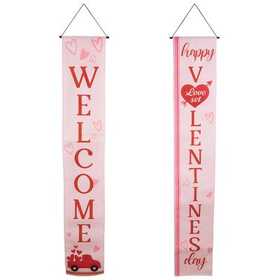 71" Welcome & Happy Valentine's Day Outdoor Door Banners Set | Michaels