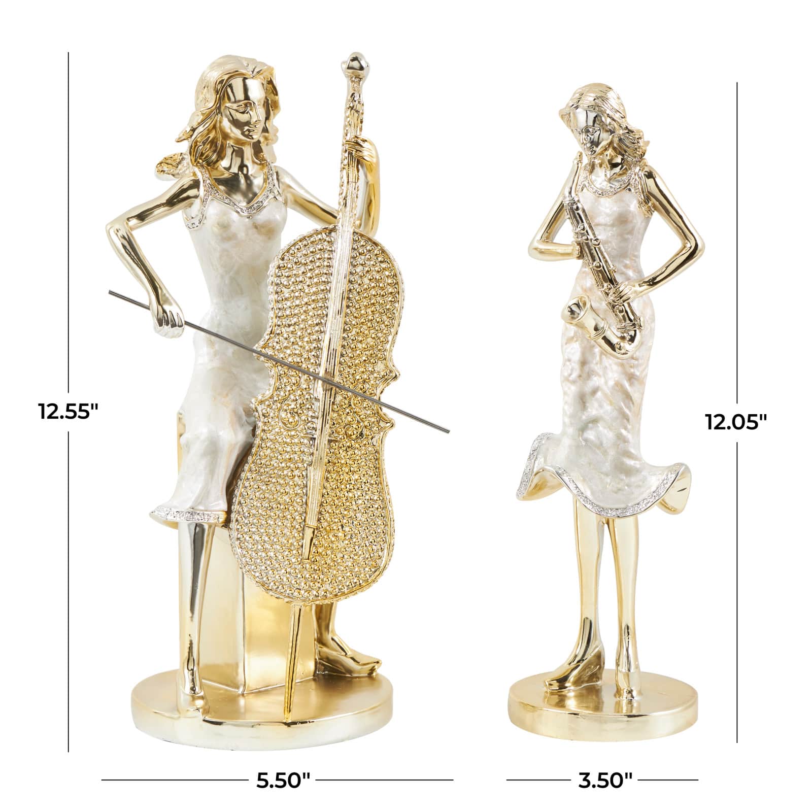 Gold, Cream & Crystal Musician Women Sculpture Set | Michaels
