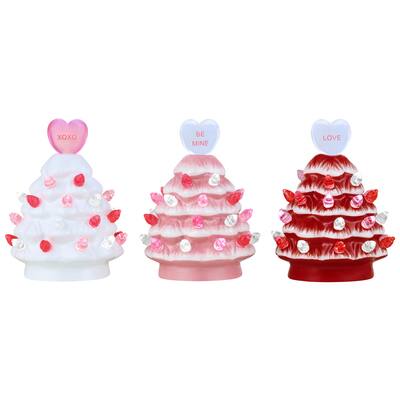 Miss Valentine 4.5" Ceramic Miniature Trees Set, 3ct. | Michaels