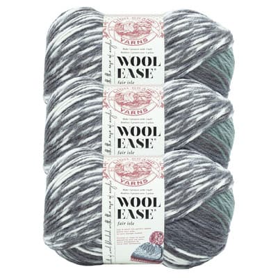 3 Pack Lion Brand® Wool Ease® Fair Isle Yarn, Color: Charcoal and ...