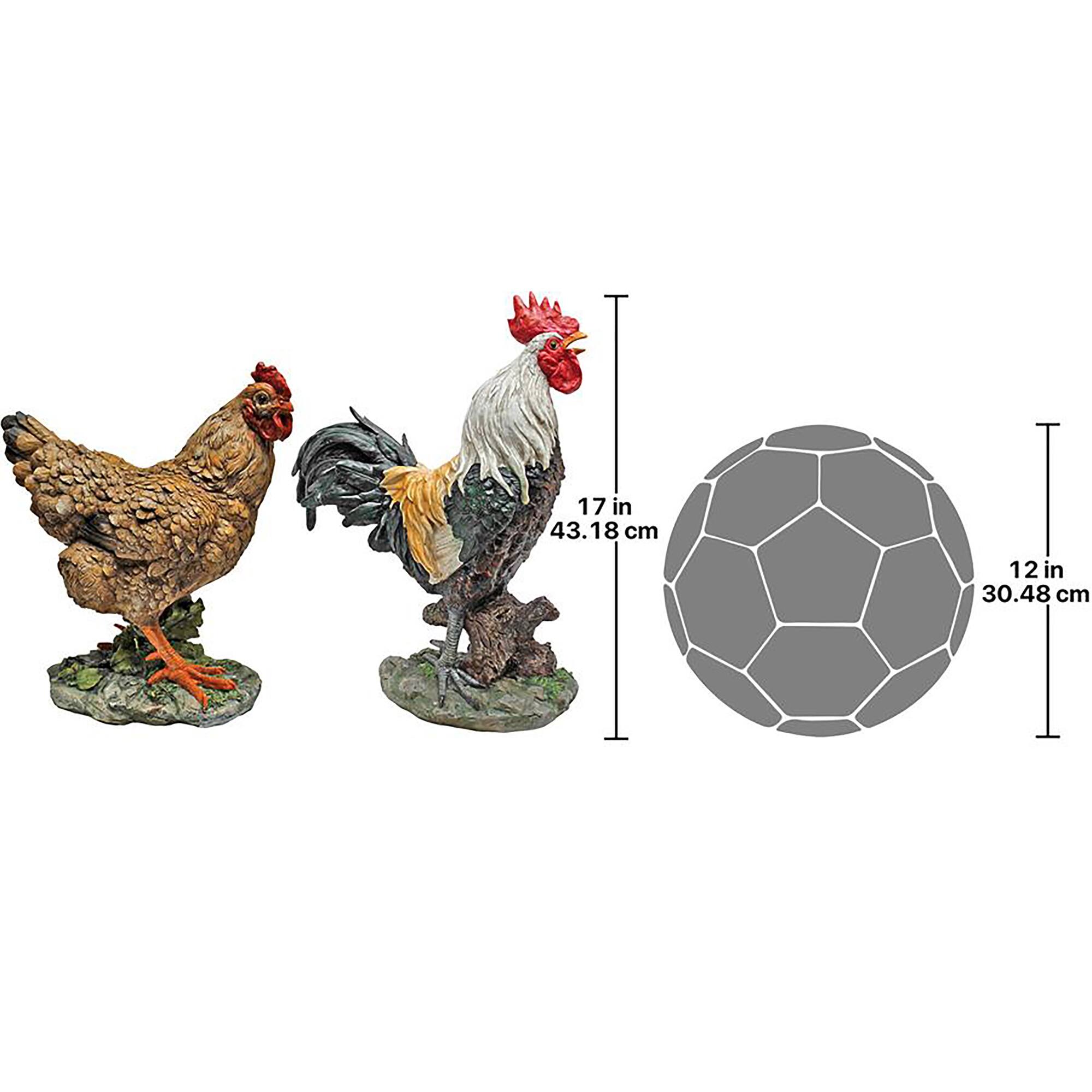 Design Toscano Henrietta the Hen & Cock-A-Doodle-Do Rooster Statue Set ...