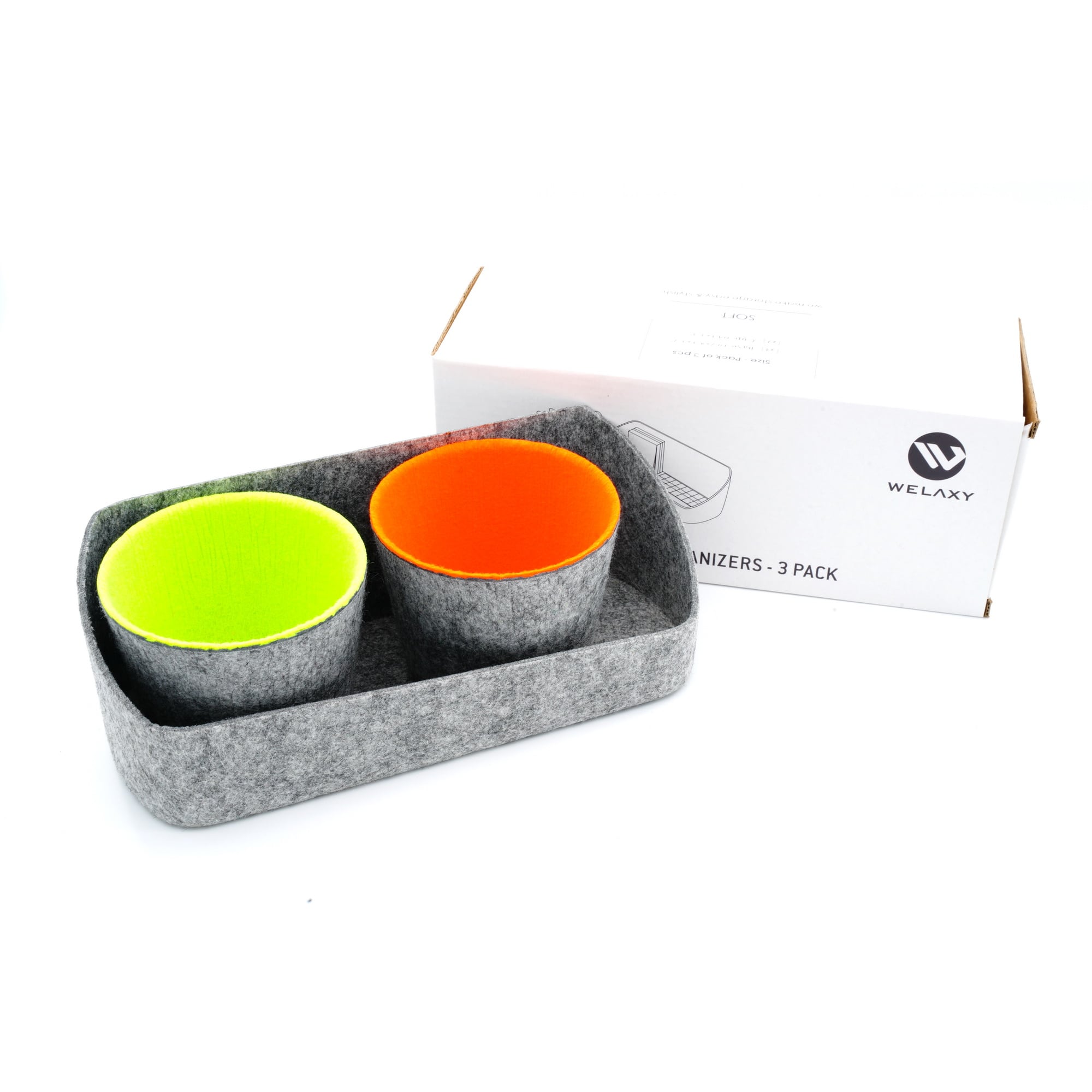 Welaxy Felt 3 Piece Gray Tray with Orange & Green Cups Desktop ...