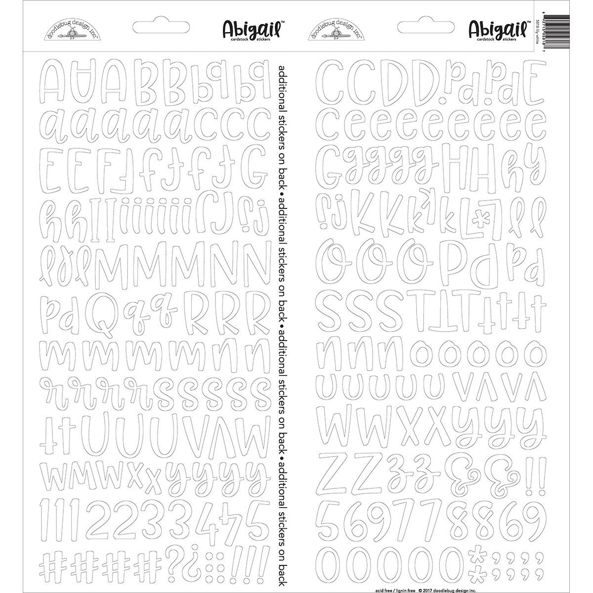 Doodlebug Design Inc.™ Abigail™ Font Alpha Cardstock Stickers, Color ...