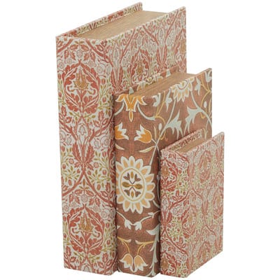 Orange Floral Faux Leather Faux Book Box Set | Michaels