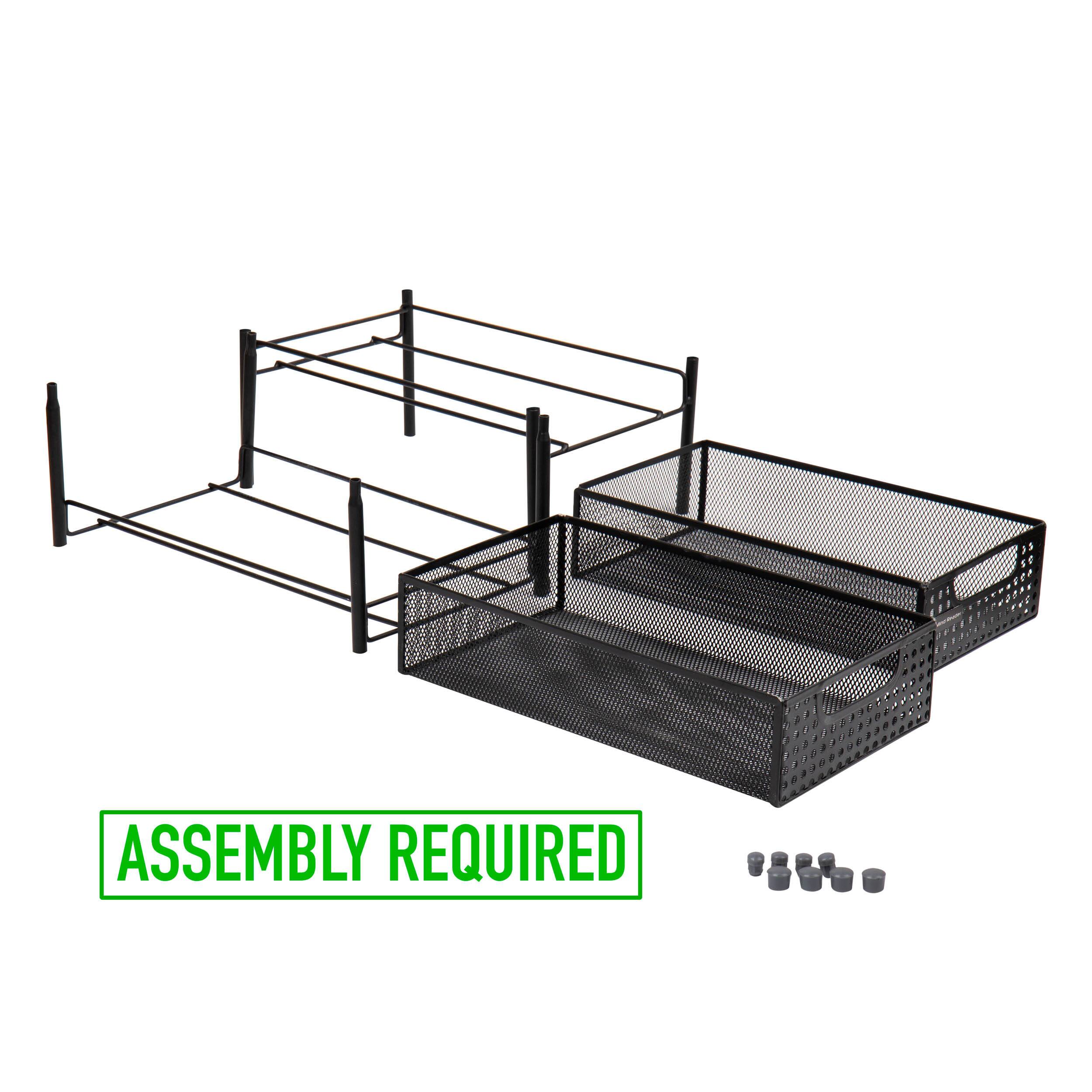 Mind Reader 2-Tier Metal Mesh Heavy Duty Organizer Slide Out Basket ...