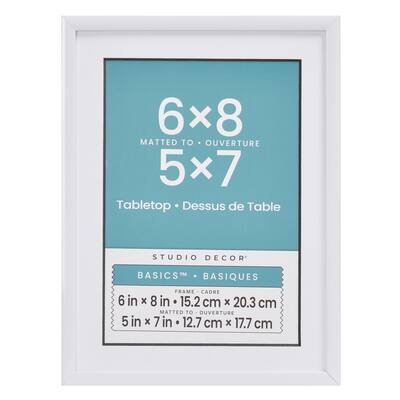 Basics™ Tabletop Frame with Mat by Studio Décor®, Size: 6" x 8" / 5" x ...