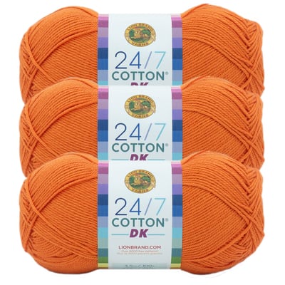 3 Pack Lion Brand® 24/7 Cotton® DK Yarn, Color: Tamarin | Michaels
