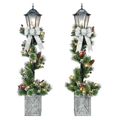 4ft. Pre-Lit Artificial Lamp Posts with Decorative Pot, 2ct. | Michaels