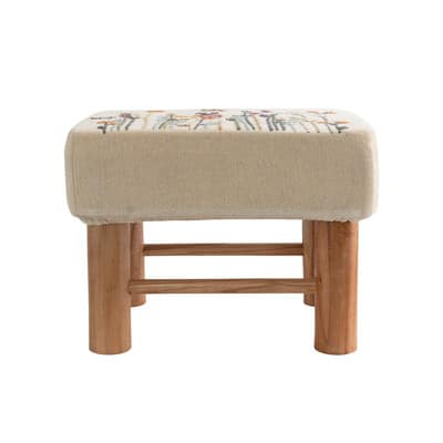 16" Floral Embroidered Cotton Upholstered Stool | Michaels