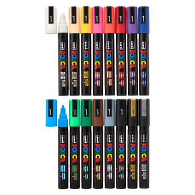 Uni Posca PC-5M 16 Color Medium Tip Paint Marker Set | Water Based ...