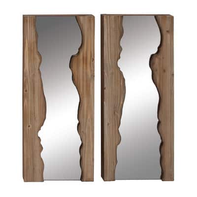 32" Brown Wood Contemporary Wall Mirror Set | Michaels