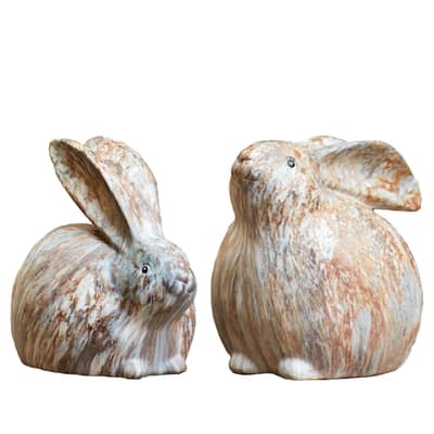 6.5" Marble Design Rabbit Figurine Set | Michaels