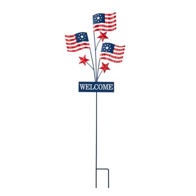 Glitzhome® 42" Patriotic Welcome Metal Flags Yard Stake | Michaels