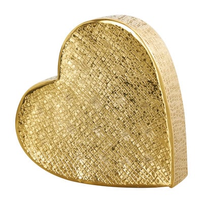 9" Gold Aluminum Slanted Heart Sculpture with Textured Exterior | Michaels