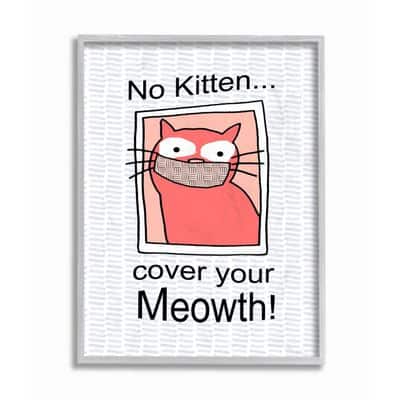 Stupell Industries No Kitten Cover Your Meowth Wall Art in Gray Frame ...