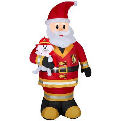 7ft. Airblown® Inflatable Christmas Firefighter Santa | Michaels