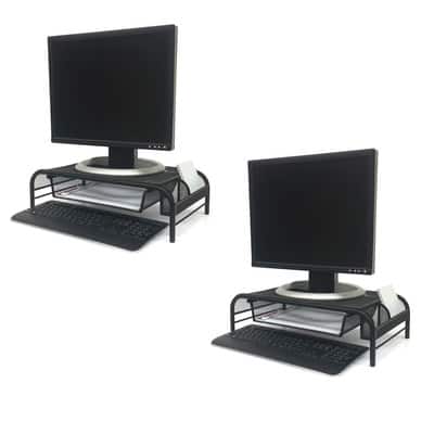 Mind Reader Black Metal Mesh Monitor Riser Stand & Desk Organizer With ...