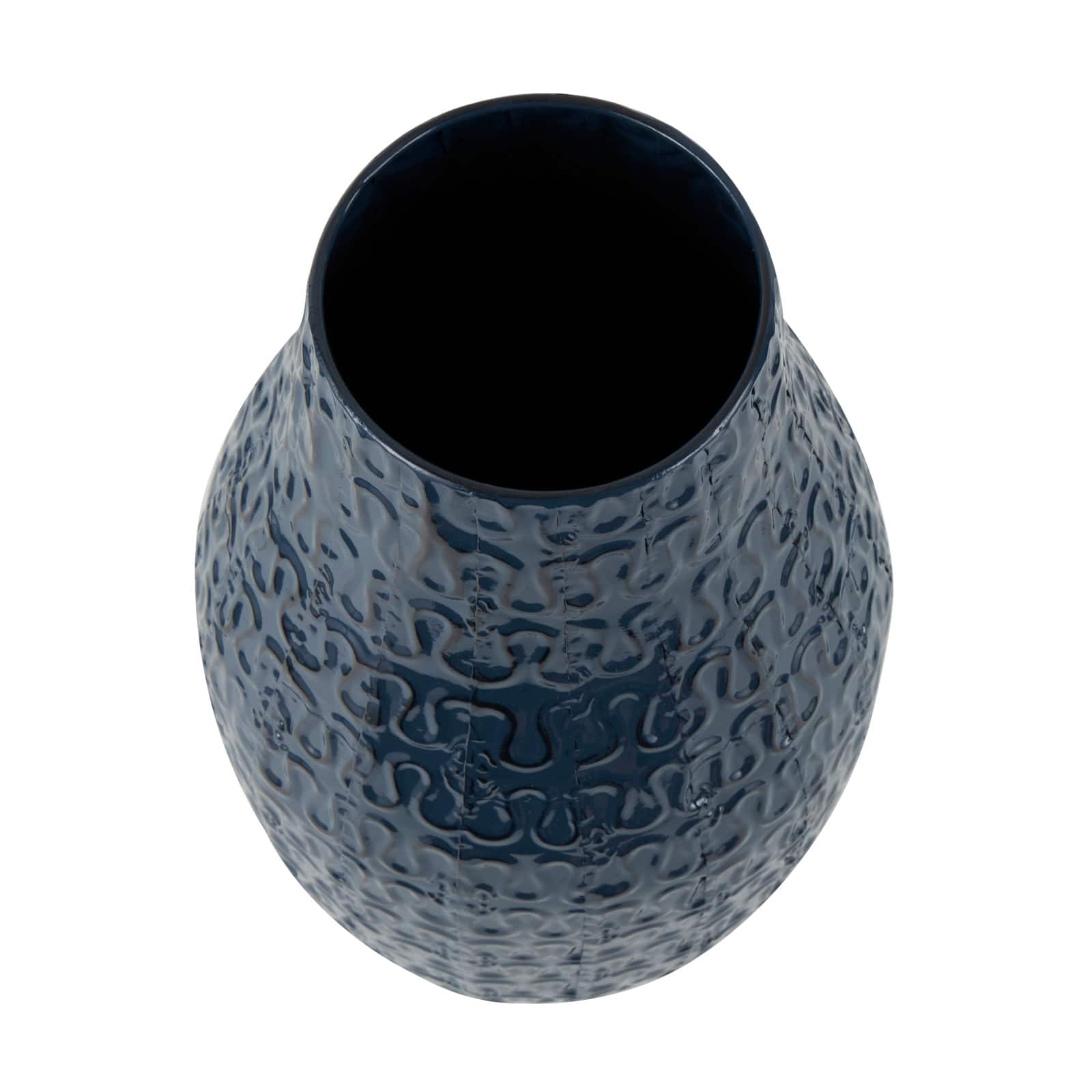 20" Dark Blue Metal Dimensional Textured Vase | Michaels