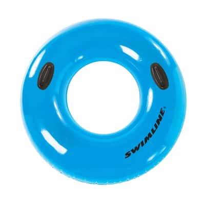 Swimline 48" Blue Pool & Water Park Style Inflatable Ring with Handles ...