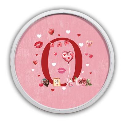 20" Valentine Things White Framed Round Monogram Print | Michaels