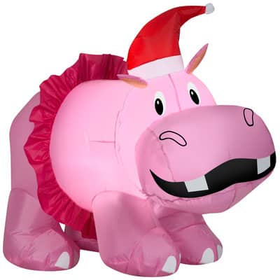 Airblown Hippo With Pink Tutu Inflatable | Michaels