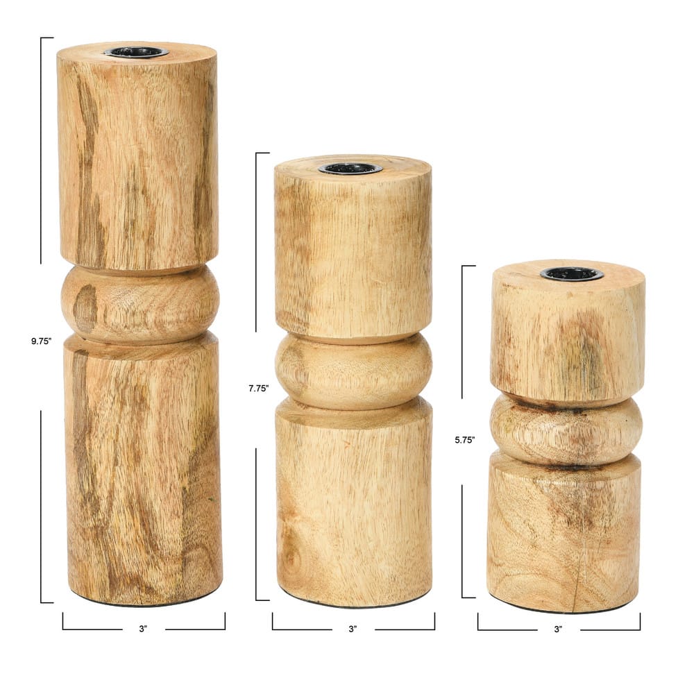 Hello Honey® Wood Stack Taper Candle Holder Set | Michaels
