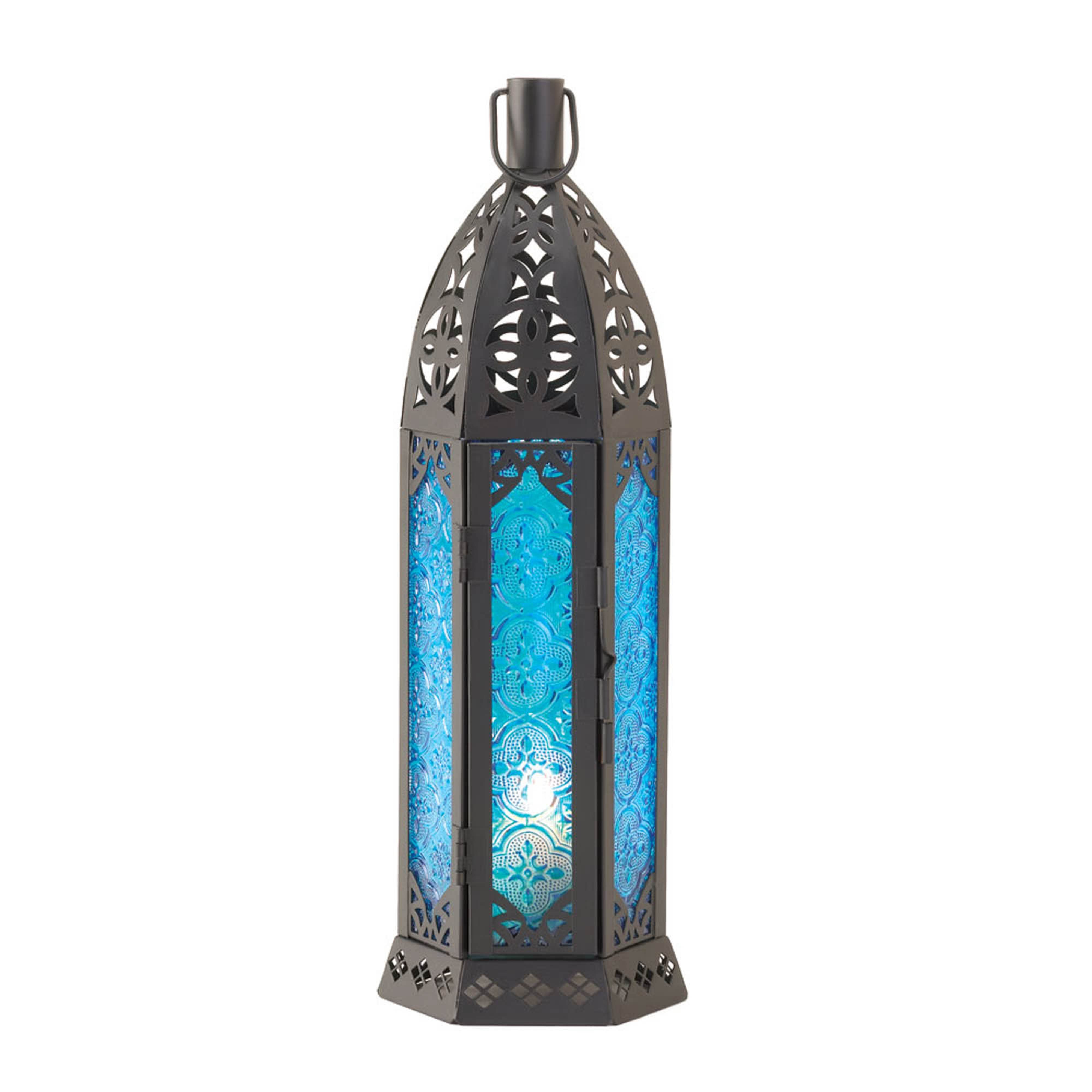 13" Tall Floret Blue Candle Lantern | Michaels