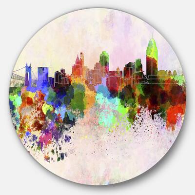 Designart - Cincinnati Skyline' Disc Cityscape Metal Artwork Print ...