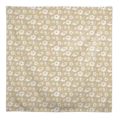 5ft. Tan & White Floral Tablecloth | Michaels