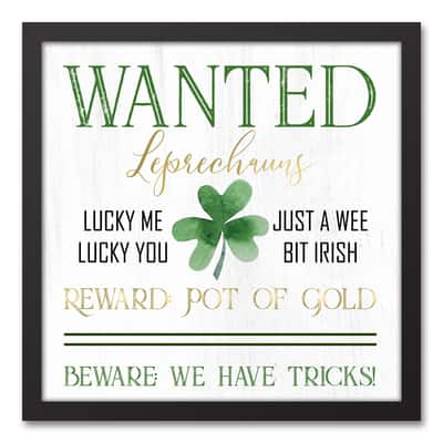 Leprechauns Wanted 17.73" x 17.73" Black Framed Canvas | Michaels