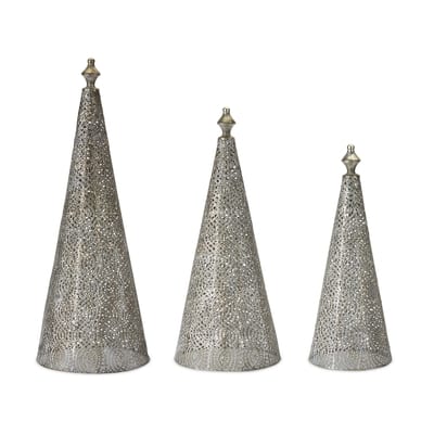 Metal Tabletop Tree Set, 17", 20" & 24" | Christmas Tabletop Decor ...