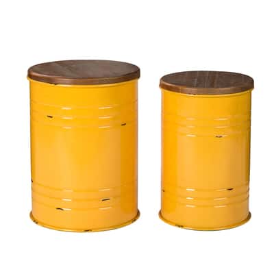 Glitzhome® Metal Storage Accent Table with Solid Wood Lid Set, Color ...