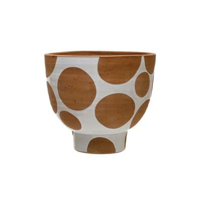 Hello Honey® 9" White & Brown Polka Dot Terra Cotta Pot | Michaels