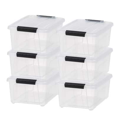 IRIS® 13.5qt. Buckled Clear Boxes with Clear Buckle Lids, 6ct. | Michaels