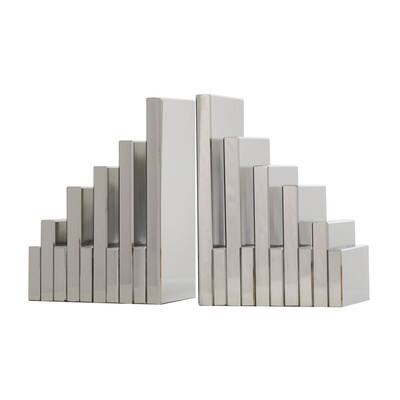 6" Silver Crystal Geometric Pyramid Bookends Set | Michaels