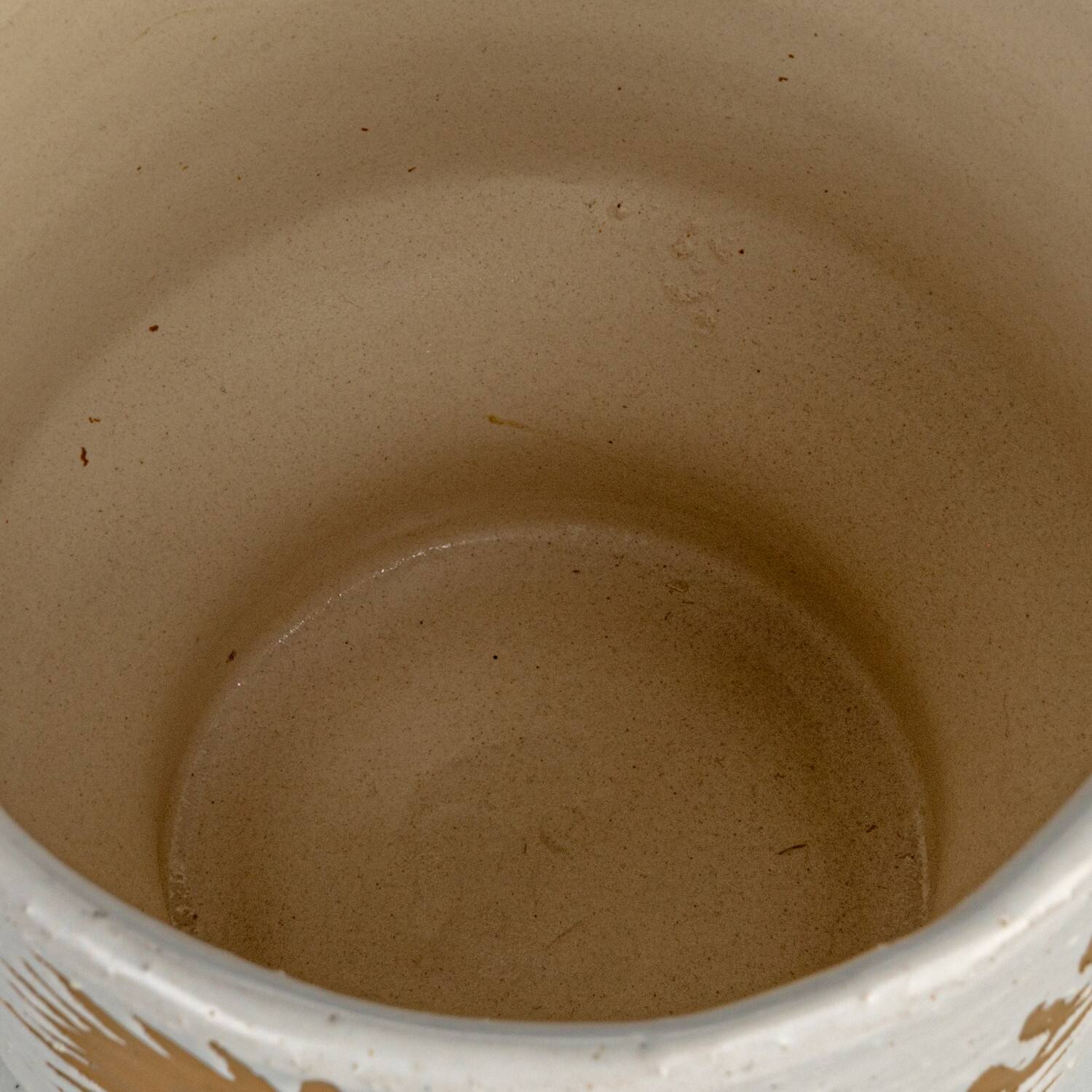 Hello Honey® 5.5" White & Mustard Reactive Glaze Flower Stoneware ...