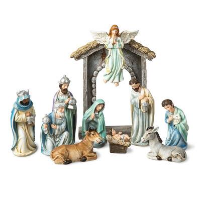 Glitzhome® Deluxe Blue Nativity Figurine Set | Michaels