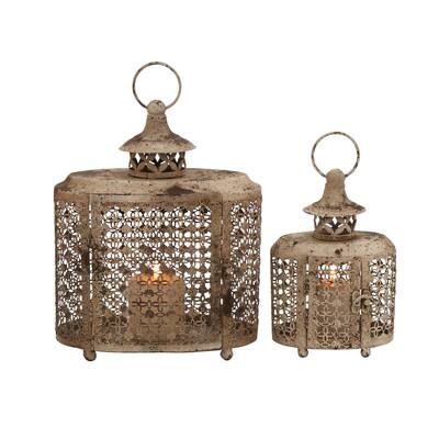 Beige Metal Rustic Lantern Set | Michaels