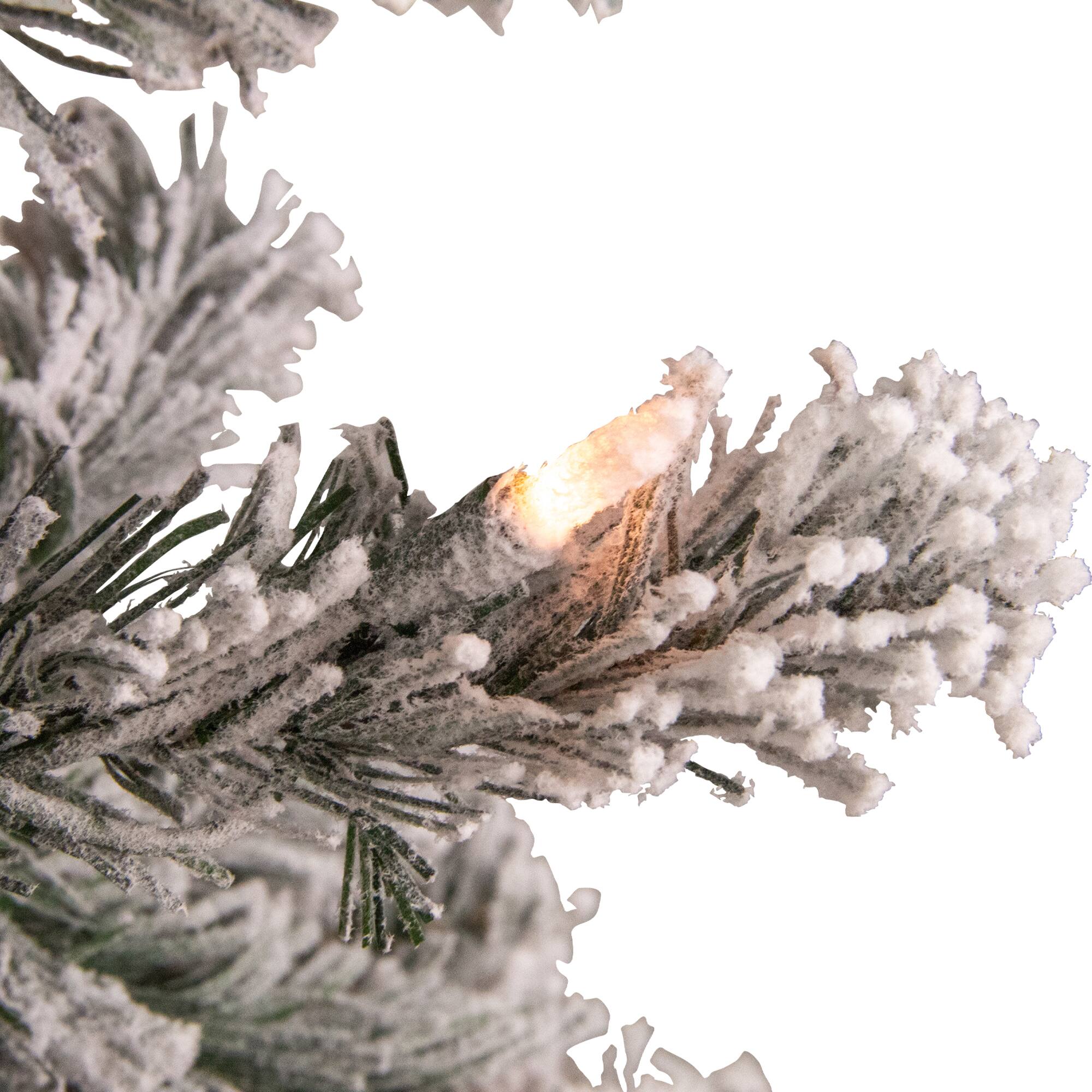 4.5ft. Pre-Lit Flocked Madison Pine Artificial Christmas Tree, Clear ...