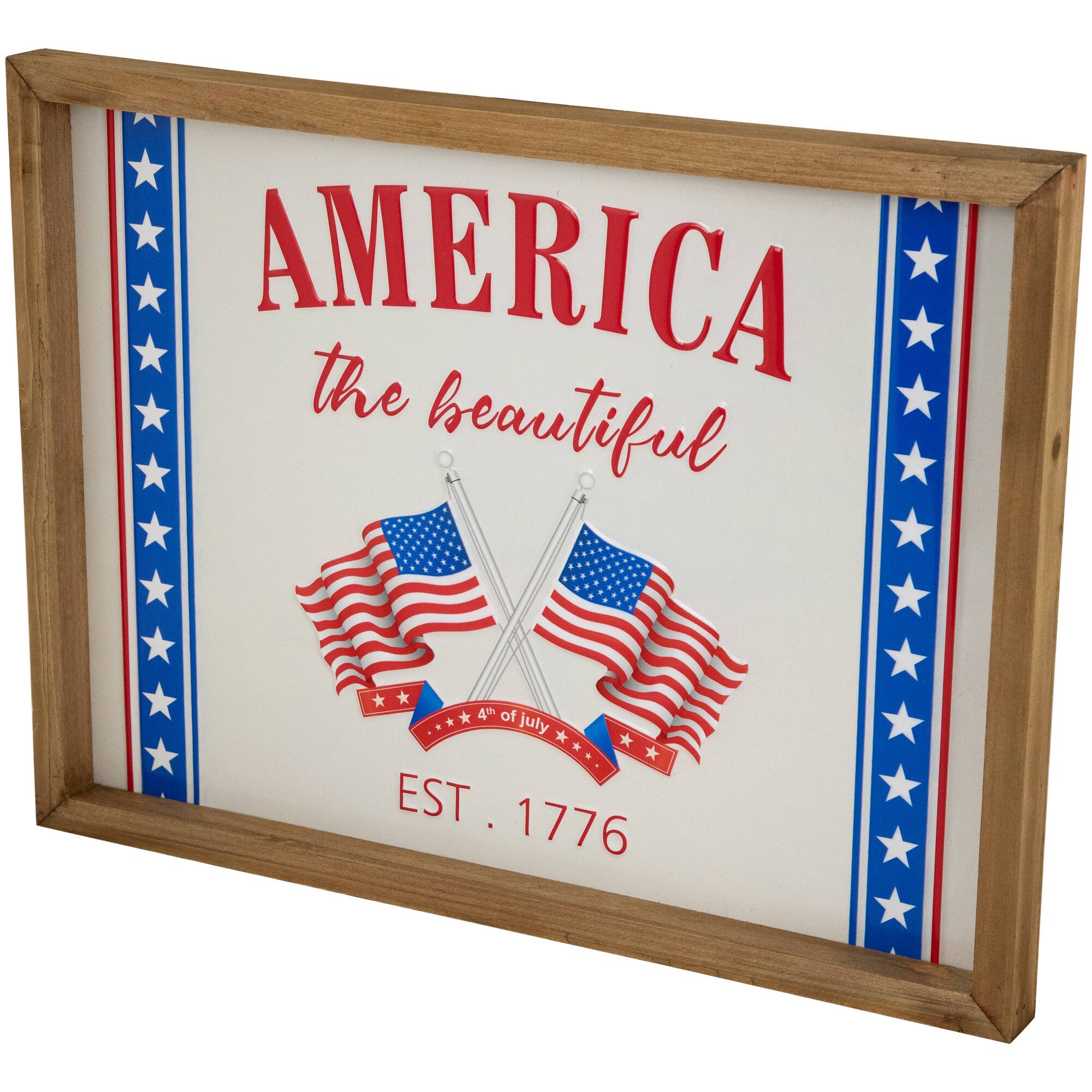 15.75" America the Beautiful Patriotic Framed Wall Sign | Michaels