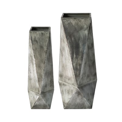 Glitzhome® Geometric Antique Silver Metal Floor Vases Set | Michaels