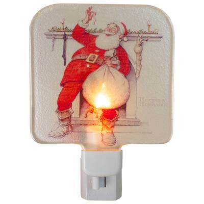 6" Norman Rockwell Filling the Stocking Glass Christmas Night Light ...
