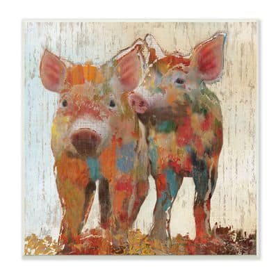 Stupell Industries Rustic Farm Pigs Abstract Contemporary Patchwork ...
