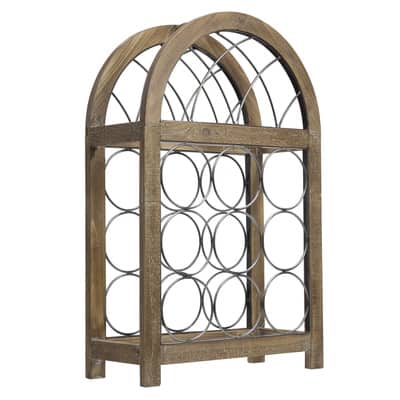 23" Rustic Wood & Metal Wine Rack | Michaels