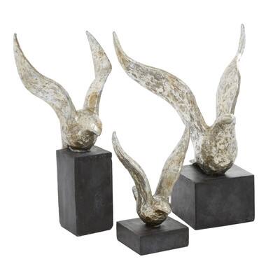 Set of 3 Silver Polystone Contemporary Sculpture, 14", 9", 14" | Michaels