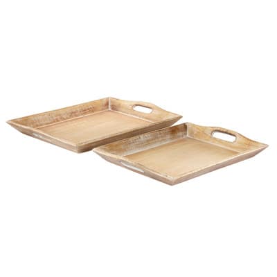 Brown Mango Wood Traditional Tray Set | Michaels