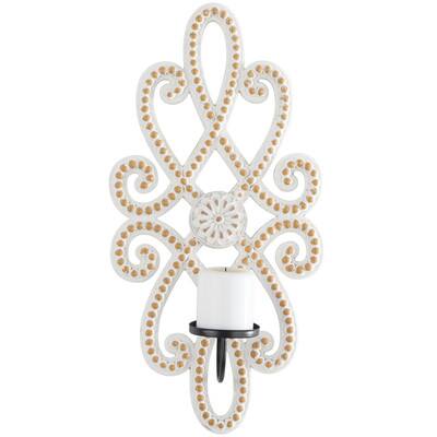 24" White Wood Beaded Pillar Scroll Wall Sconce | Michaels
