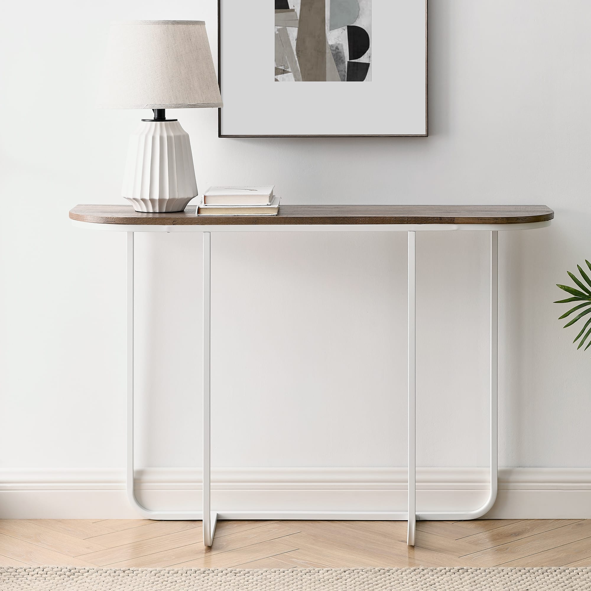 Walker Edison White Reclaimed Barnwood Modern Curved Entry Table | Michaels