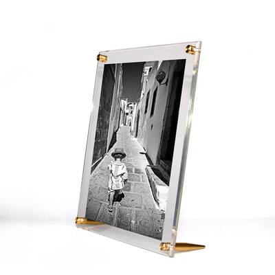 Wexel Art Clear Acrylic Tabletop Floating Picture Frame with Gold ...